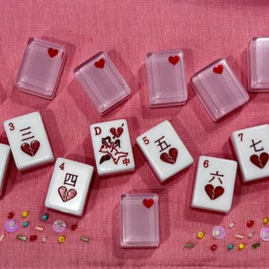 Faye's LOVE Mahjong Tile Set Petal Pink Back With Heart From Two ...