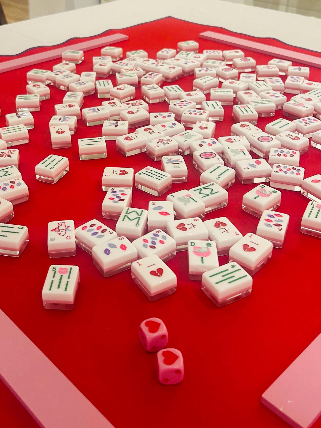 Faye's LOVE Mahjong Tile Set Petal Pink Back With Heart From Two ...