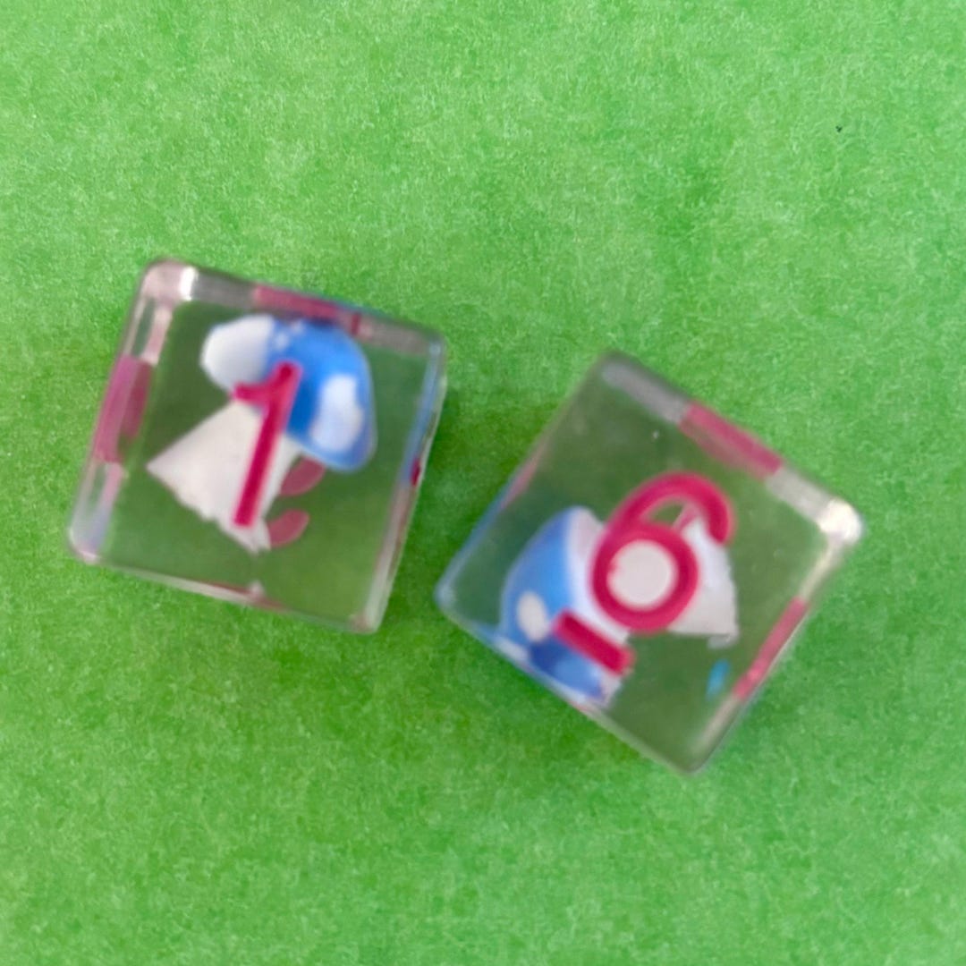 Set of 6 D6 Dice With Arabic Numerals Encased Mushroom - Etsy