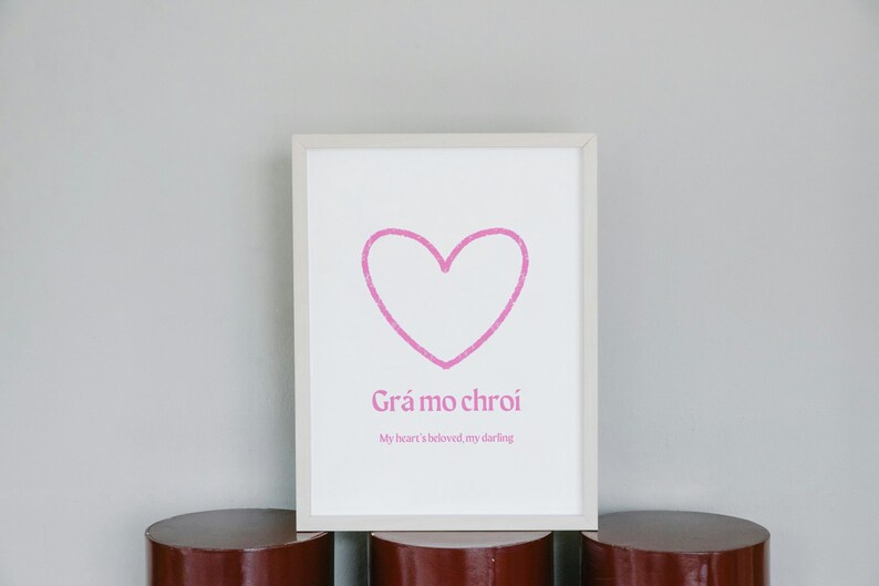 Irish Love Quote Print | Pink Heart, Gra Mo Chroi (digital Download) - Etsy