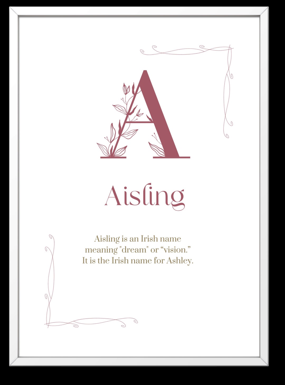 Aisling Name Art Print Irish Wall Art Baby Name Print Nursery Print ...