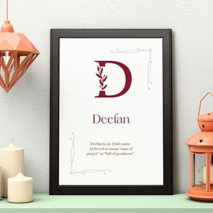Declan | Name Art Print | Irish Wall Art | Baby Name Print | Home Decor ...