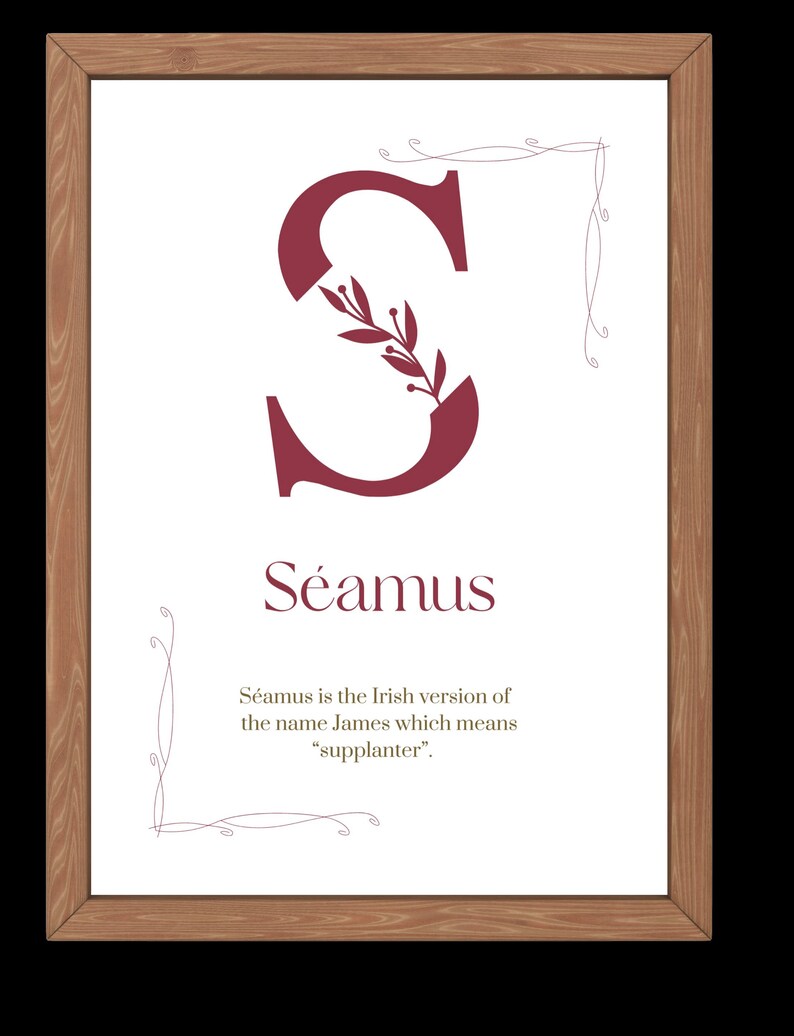 Seamus Irish Name Art Print: Personalized Baby Boy Gift (digital ...