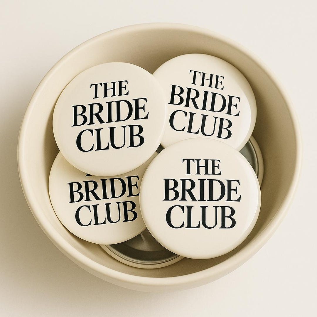 The Bride Club Button - Classy Bridal Party Pin | Minimalist ...