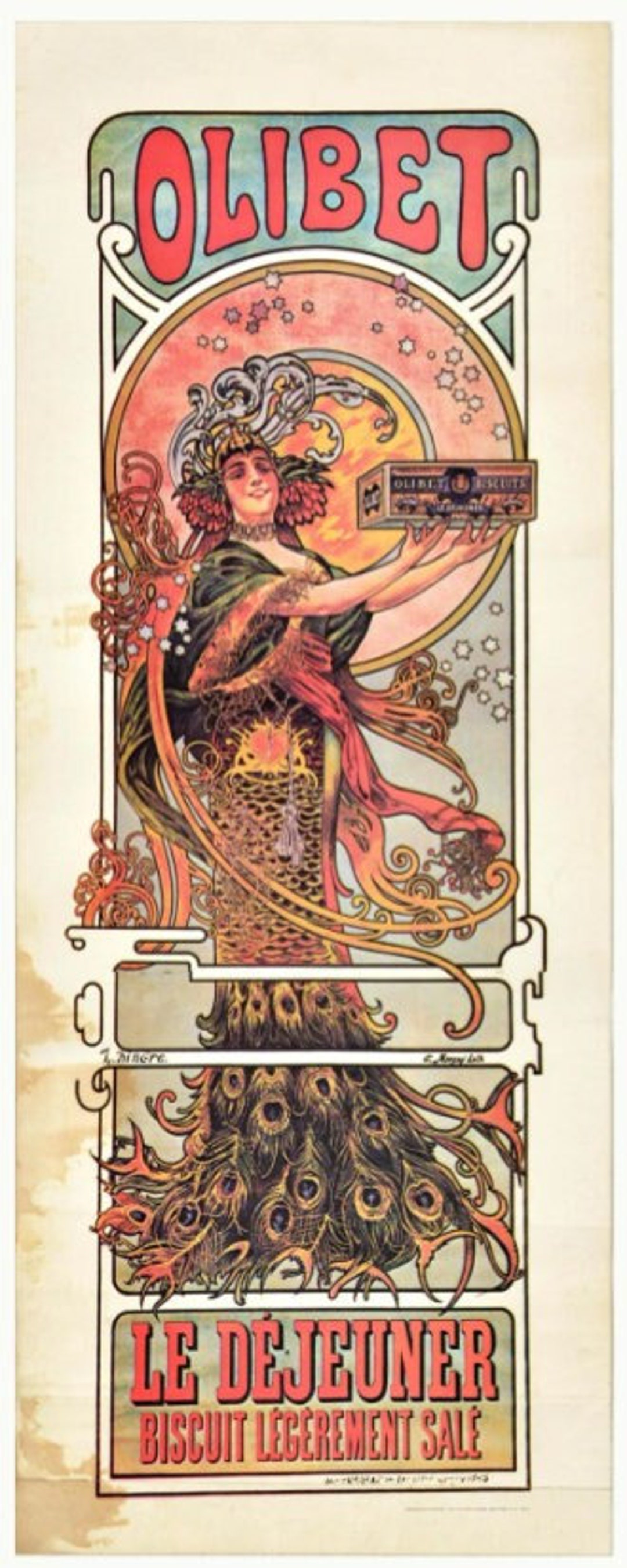 1898 Olibet, Le Dejeuner Biscuit Vintage Poster, Louis Theophile Hingre ...
