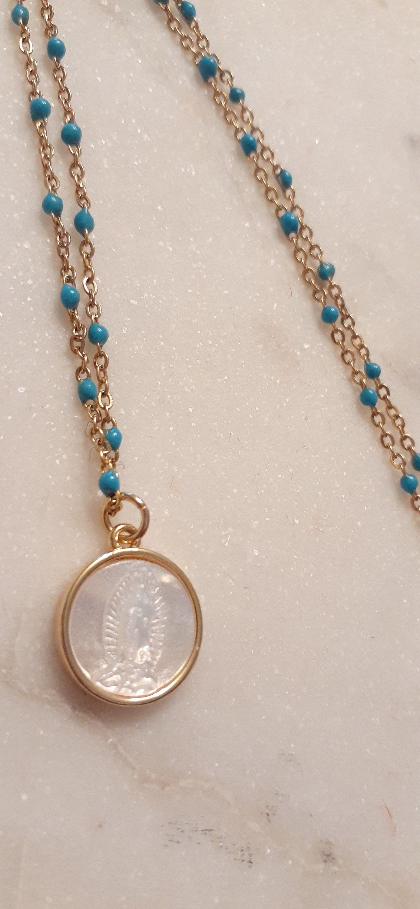Petite Mother Mary Medallion Necklace - Etsy