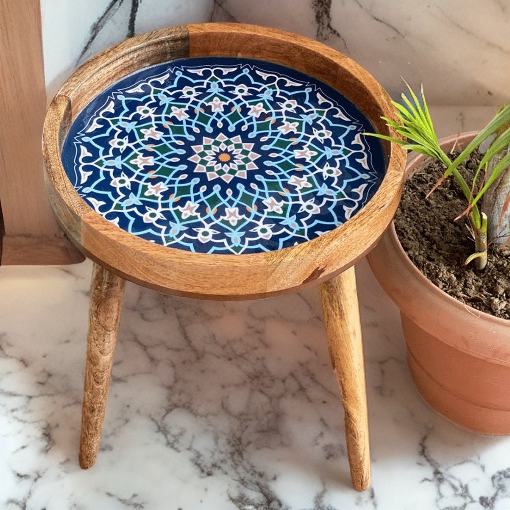 Solid Mango Wood Side Table Ideal Corner Tray Table Unique - Etsy UK