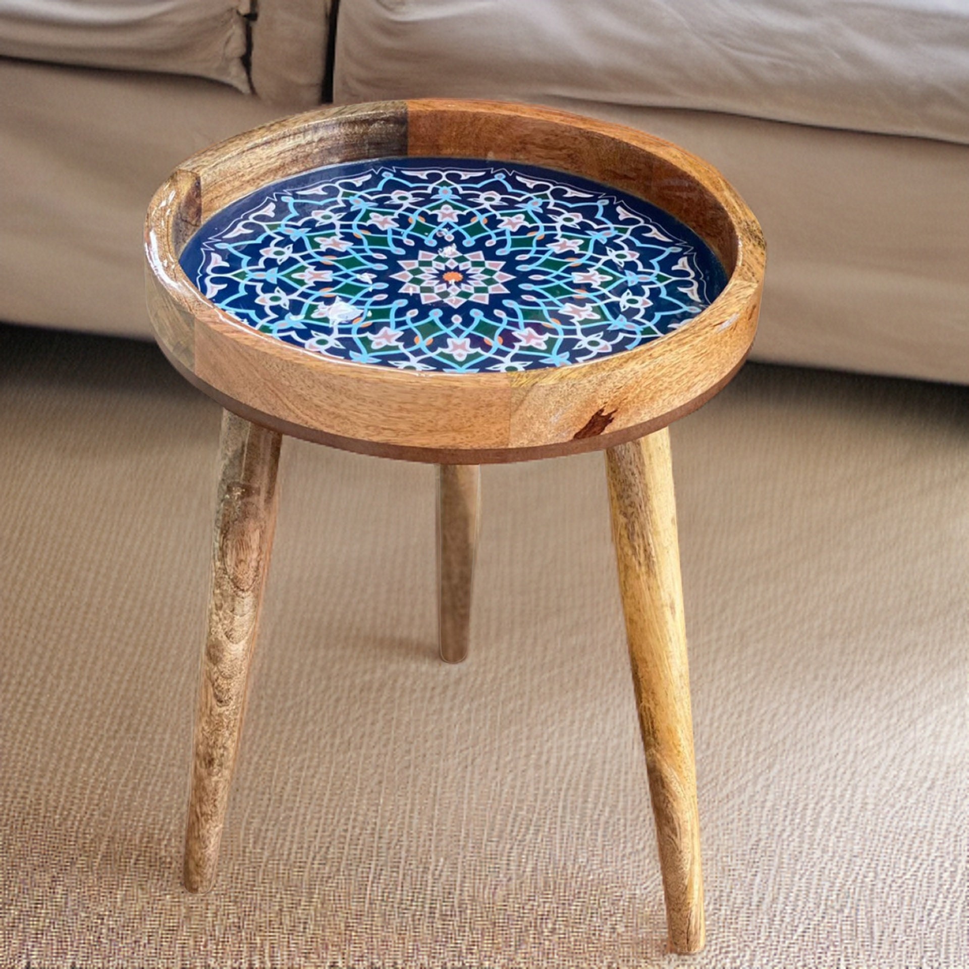 Solid Mango Wood Side Table Ideal Corner Tray Table Unique - Etsy UK