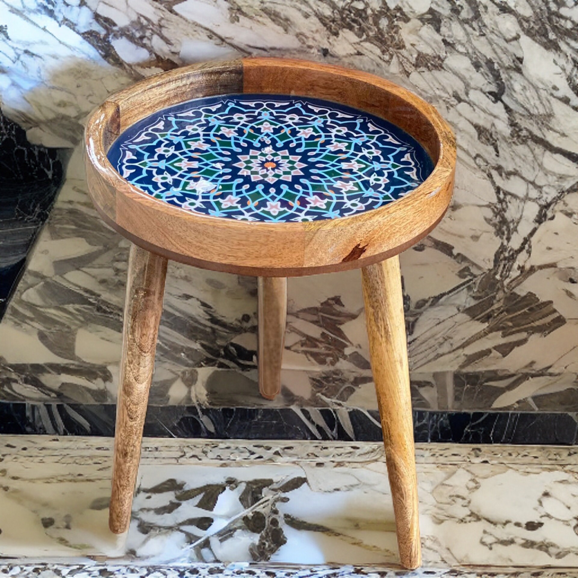 Solid Mango Wood Side Table Ideal Corner Tray Table Unique - Etsy UK