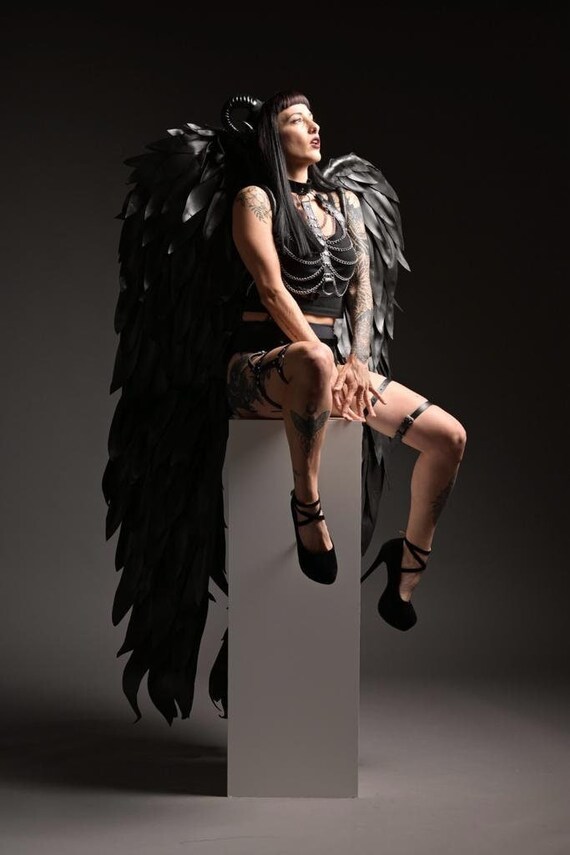 Alas Negras De ángel Gótico Set Complementos ángel Negro Envío