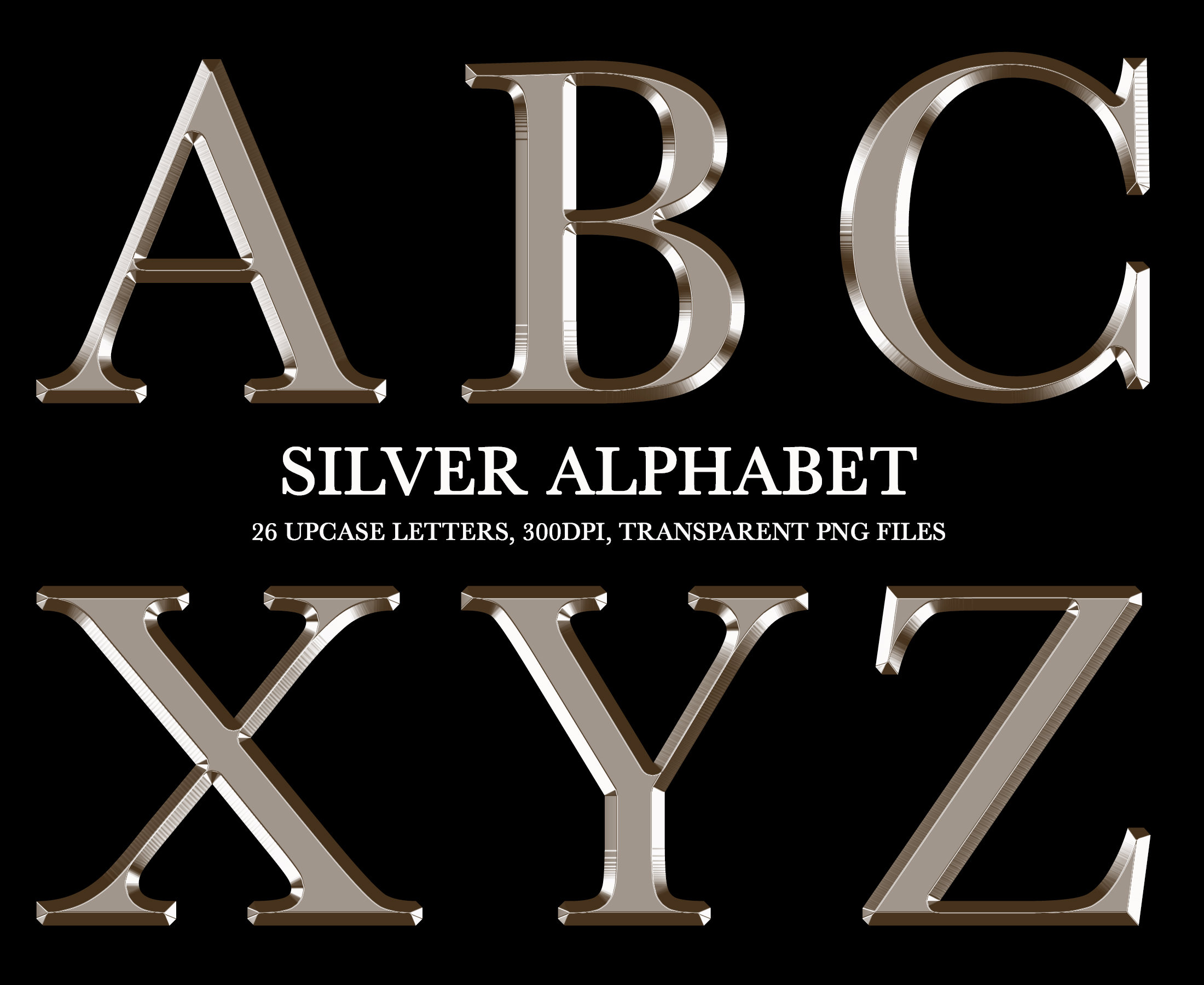 Silver Chrome Letters, A-Z Silver Alphabet, PNG, Clipart, Silver ...