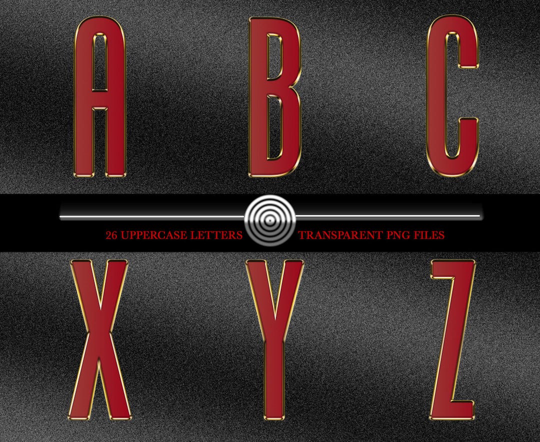 Instant Download Red Chrome Alphabet Metallic & 3D Letters PNG ...