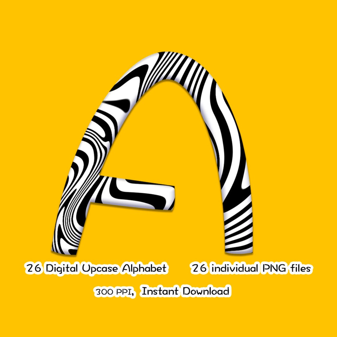 Digital Zebra Pattern Alphabet,26 Uppercase Letters,halloween,back to ...