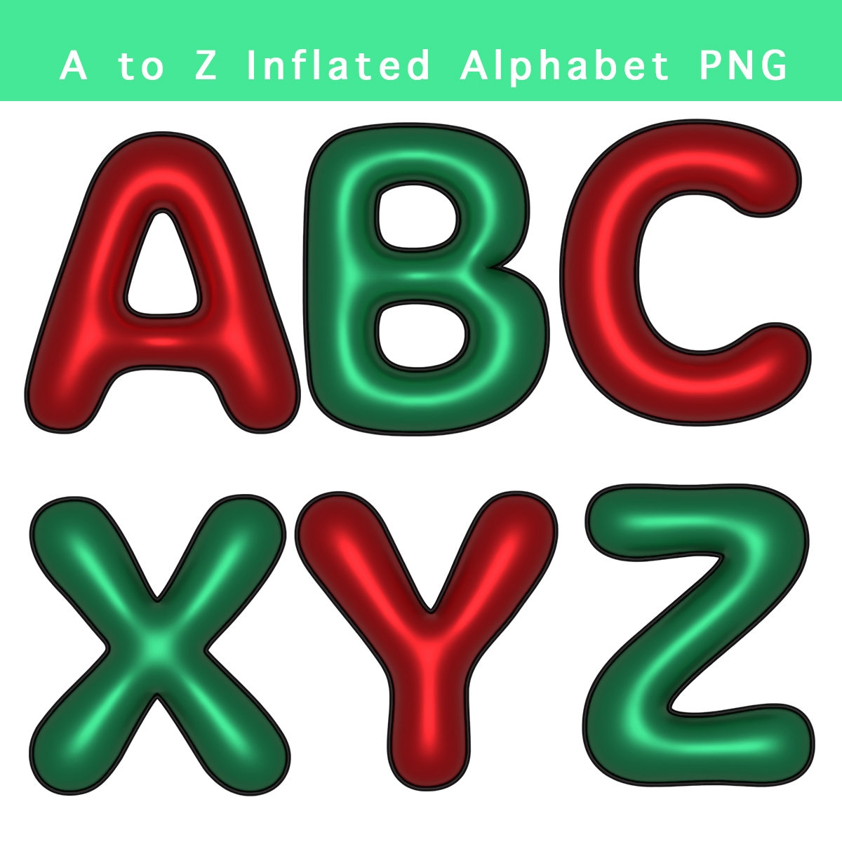 3D Inflated Doodle Letters,chrome Alphabet Clipart,bubble Puff Letter ...