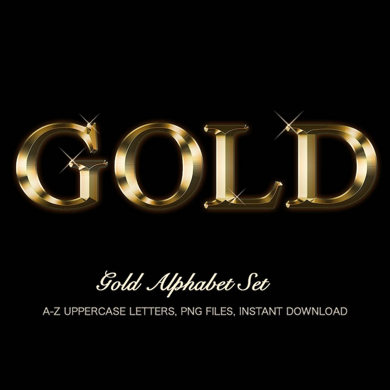 Gold Bubble Letters Png Transparent - Etsy