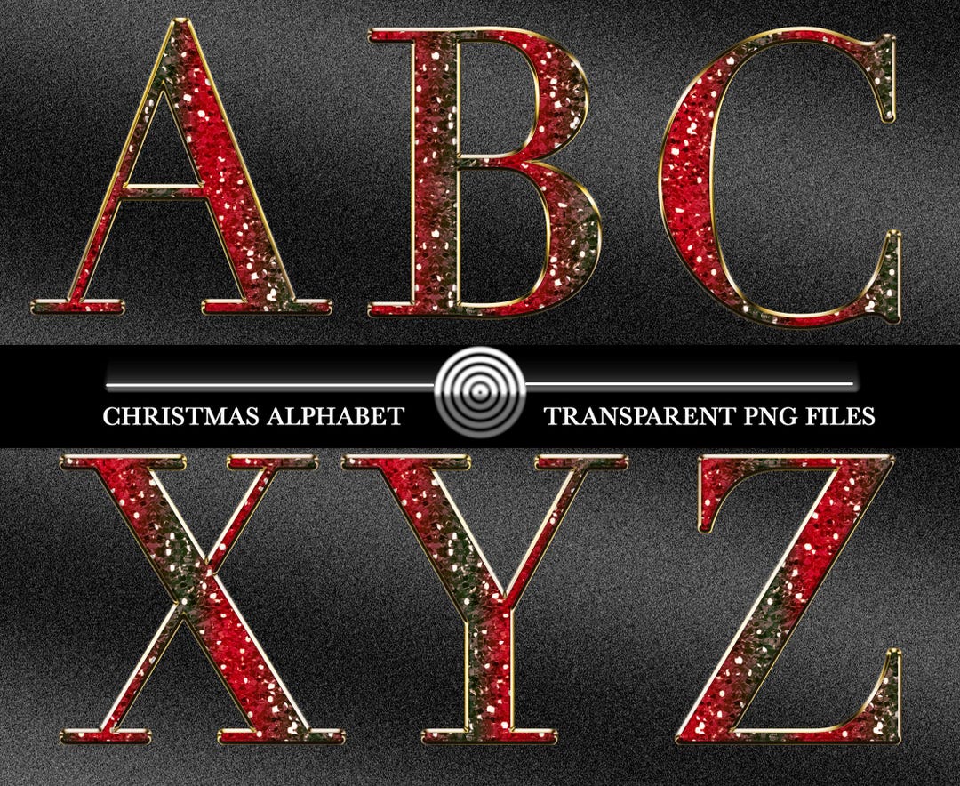 Christmas Alphabet Clip Art | Red and Gold Chrome Alphabet PNG ...