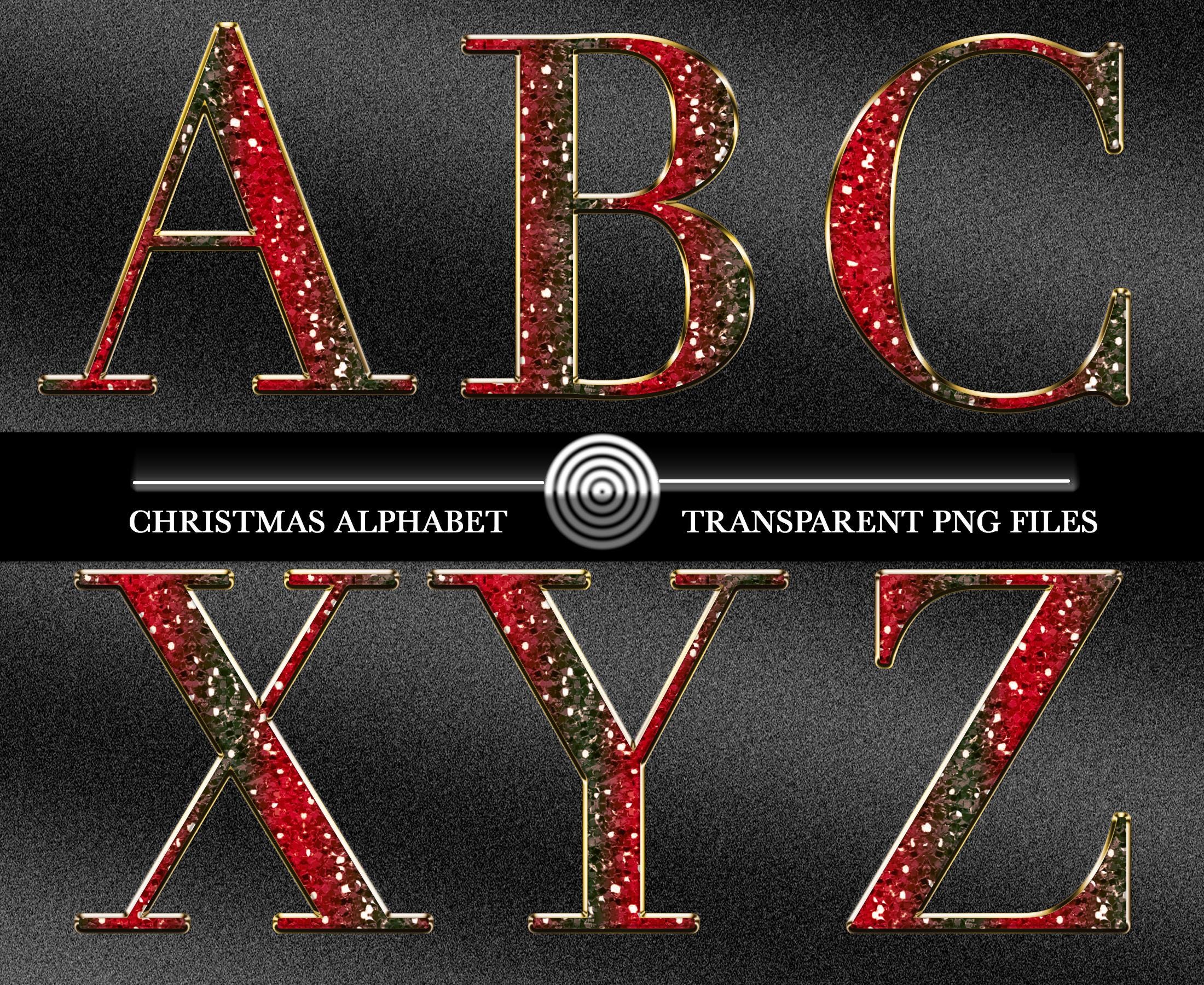 Christmas Alphabet Clip Art | Red and Gold Chrome Alphabet PNG ...
