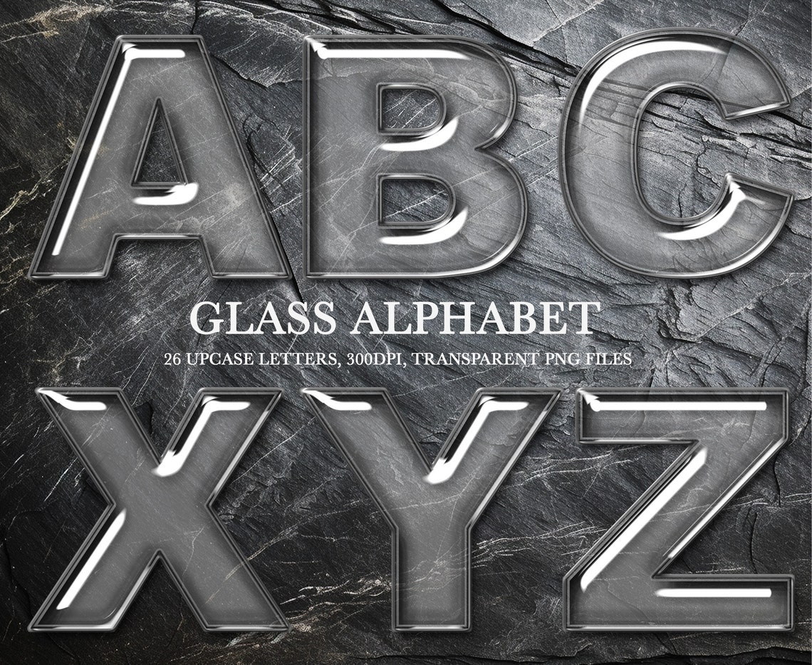 Transparent Glass Letters, Glass Alphabet, Glass PNG, Glass Clipart ...