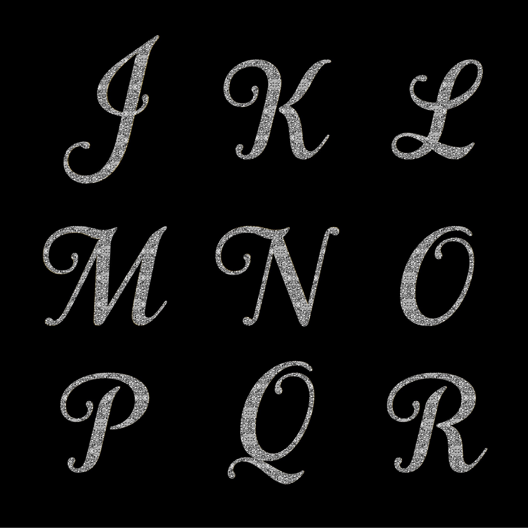Silver Glitter Digital Alphabet, Bling Letters Clipart,silver Chrome ...
