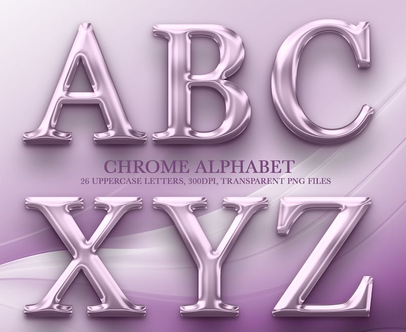 Chrome Alphabet Png,purple Chrome Letters PNG Clipart,metallic Letters ...