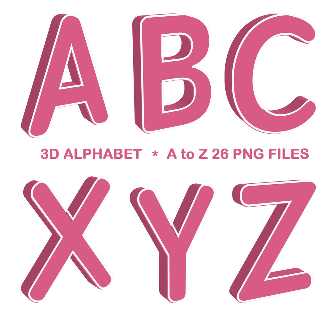 3D Alphabet Png, 3D Letter, Pink Alphabet, 3D Clip Art - Etsy