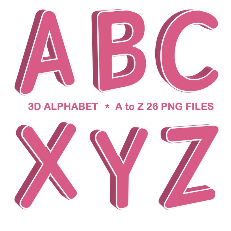 3D Alphabet Png, 3D Letter, Pink Alphabet, 3D Clip Art - Etsy