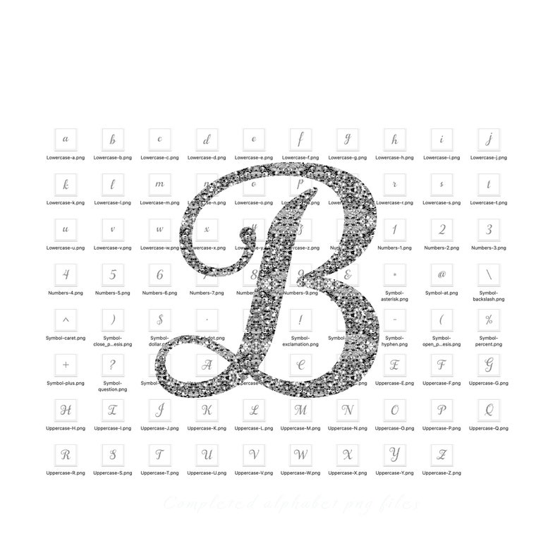 Silver Glitter Digital Alphabet, Bling Letters Clipart,silver Chrome ...