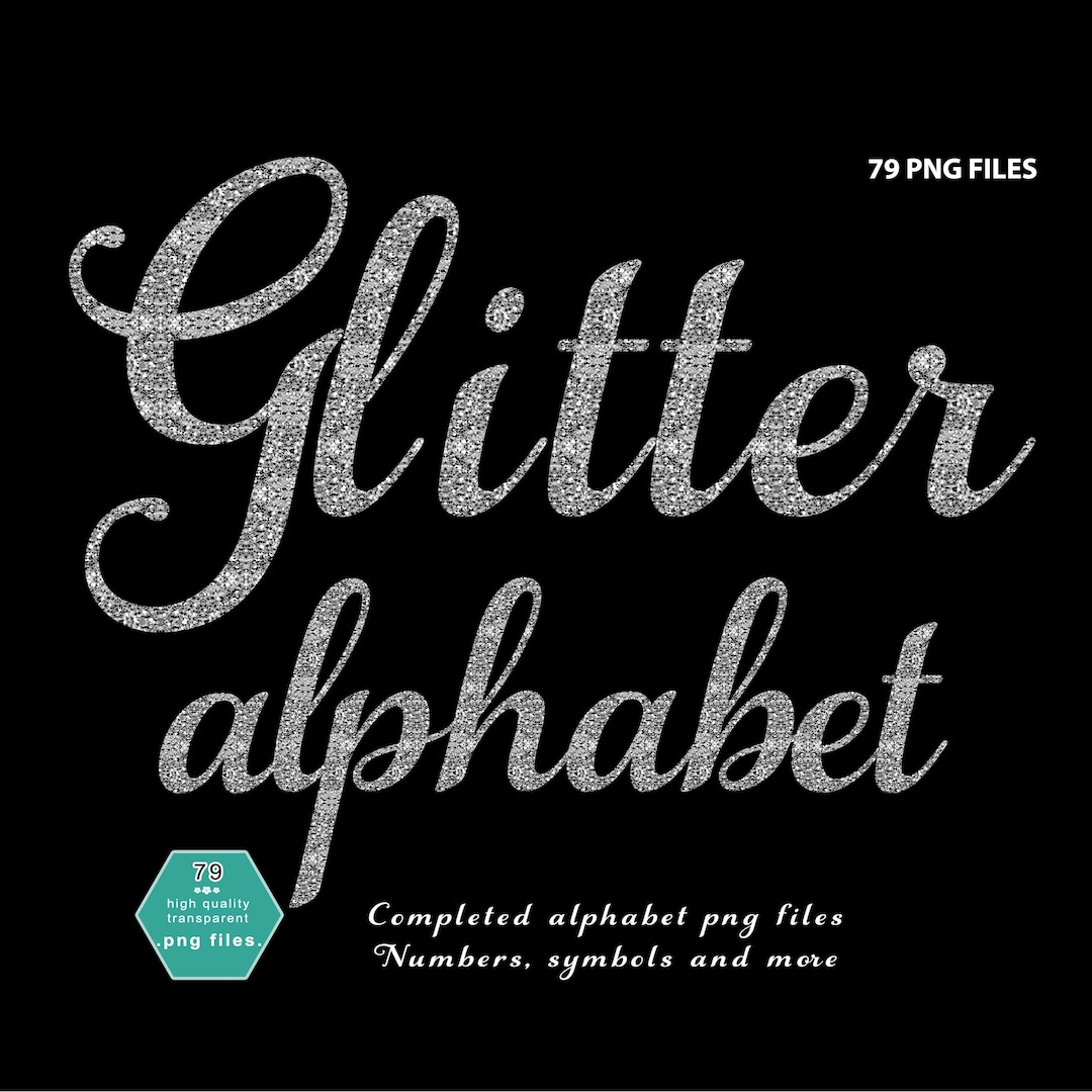 Silver Glitter Digital Alphabet, Bling Letters Clipart,silver Chrome ...