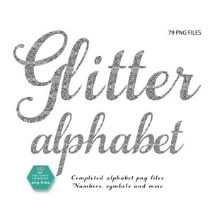 Silver Glitter Digital Alphabet, Bling Letters Clipart,silver Chrome ...