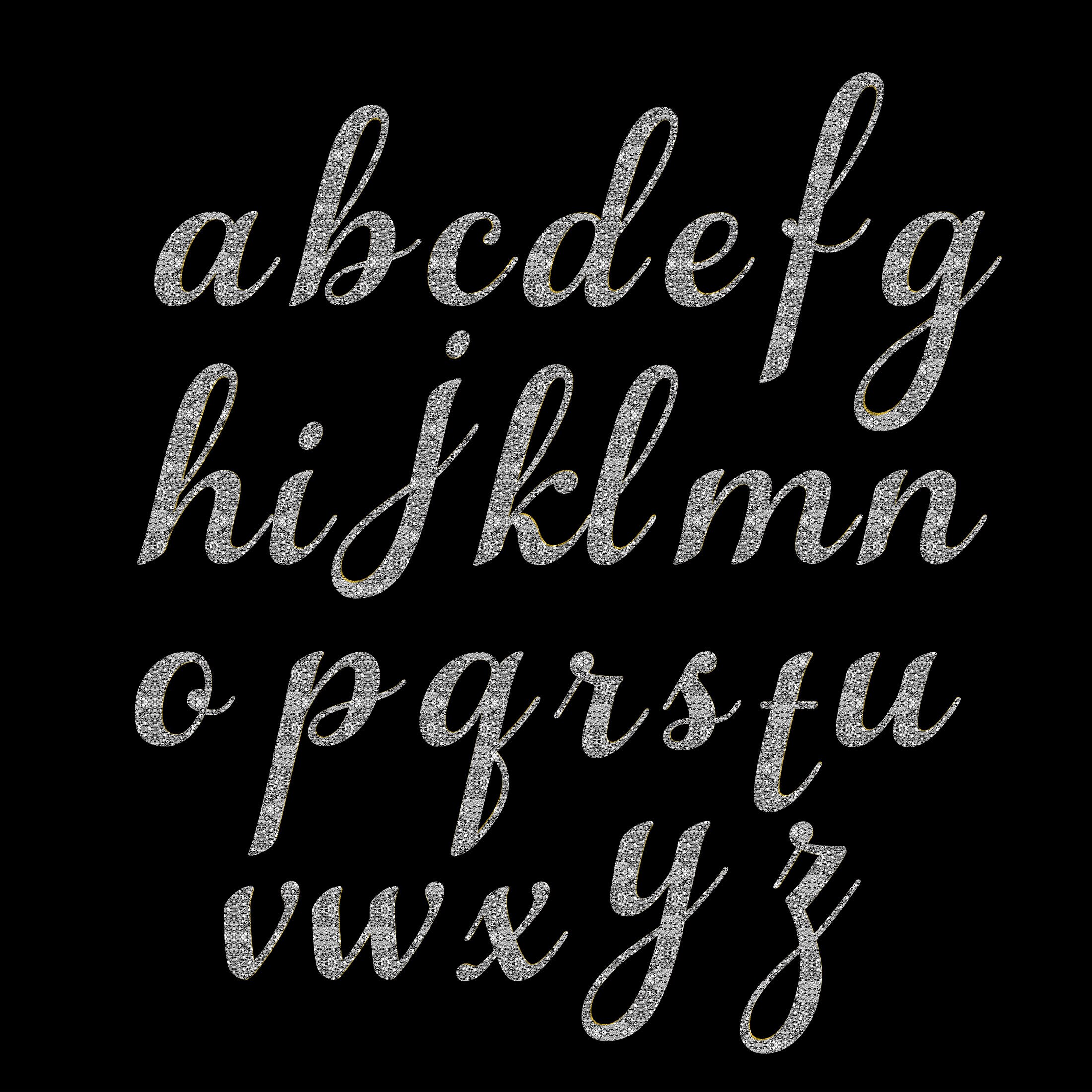 Silver Glitter Digital Alphabet, Bling Letters Clipart,silver Chrome ...