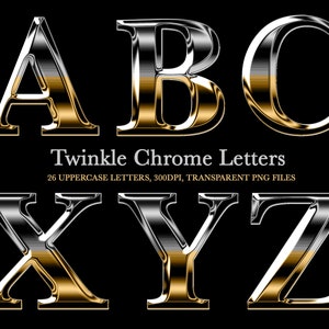 Twinkle Chrome Letters PNG Clipart,gold Chrome Alphabet,silver Chrome ...