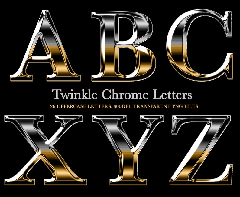 Twinkle Chrome Letters PNG Clipart,gold Chrome Alphabet,silver Chrome ...