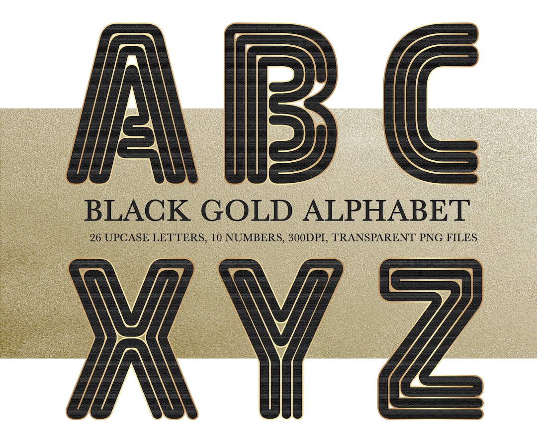Black Gold Chrome Letters, Black Gold Alphabet, PNG, Clipart, Gold ...