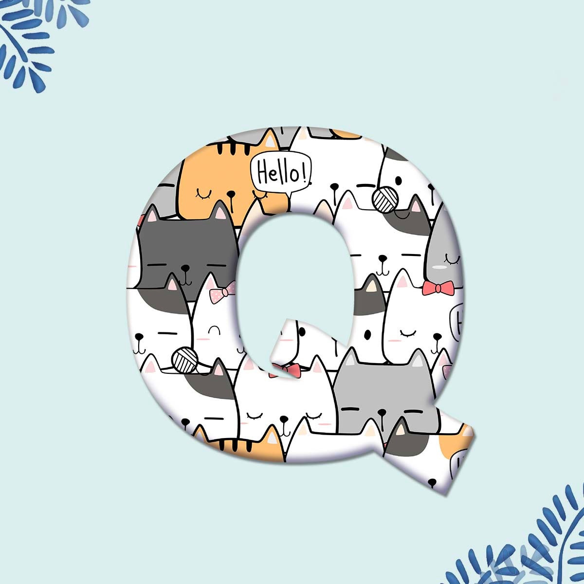 Digital Cat Alphabet Set With Clipart | PNG Files | Doodle Letters ...