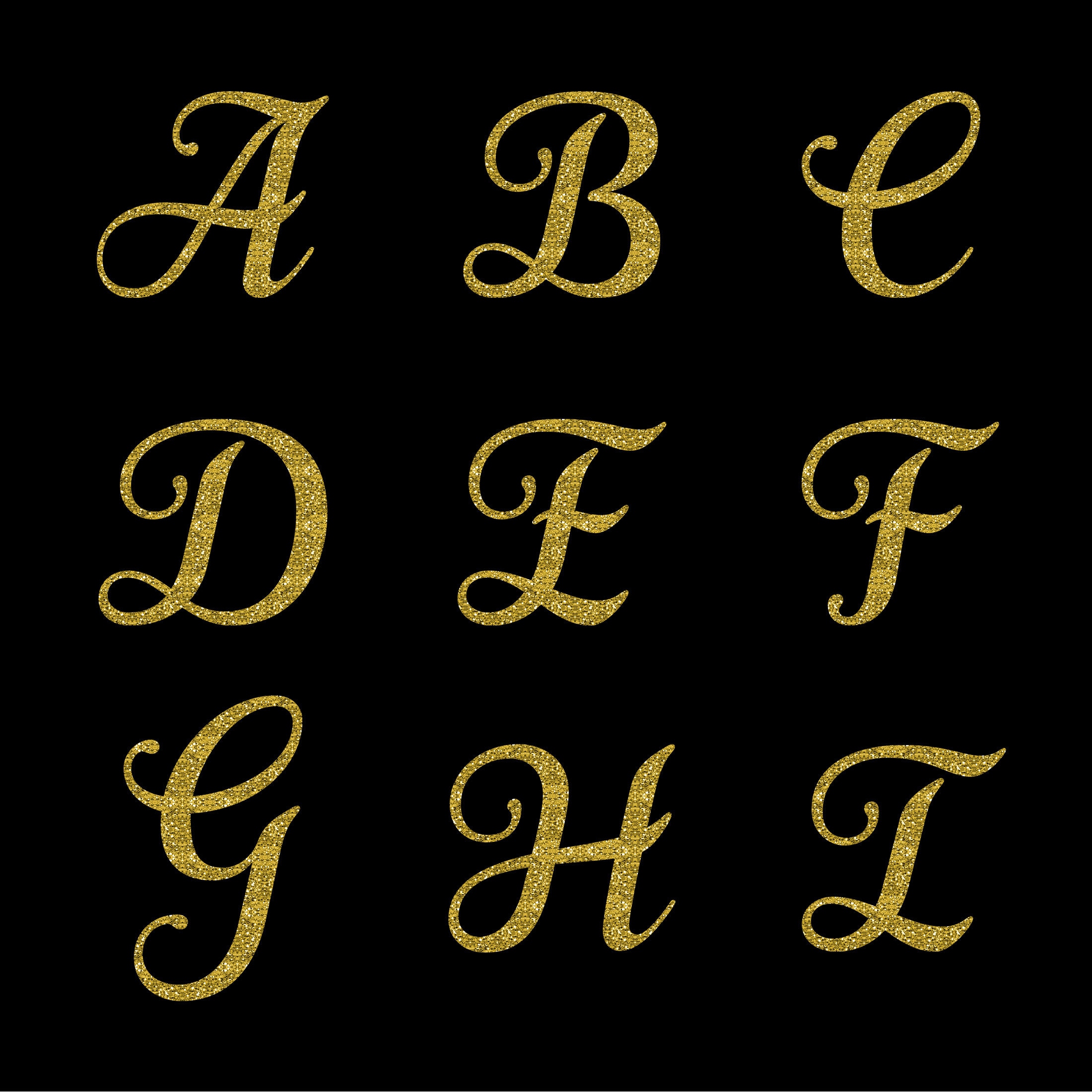 Gold Glitter Digital Alphabet,bling Letters Clipart,glitter Alphabet ...