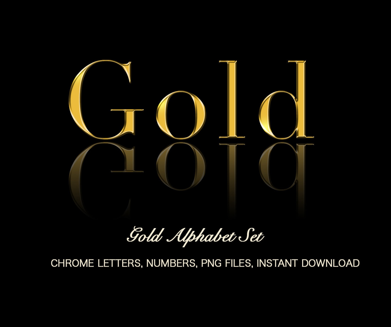 Gold Chrome Letters, Gold Chrome Alphabet Set, Gold Chrome PNG, Gold ...