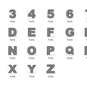 7 Sets Checkered Letters Clipart,sport Letters Png,checkered Font Png ...
