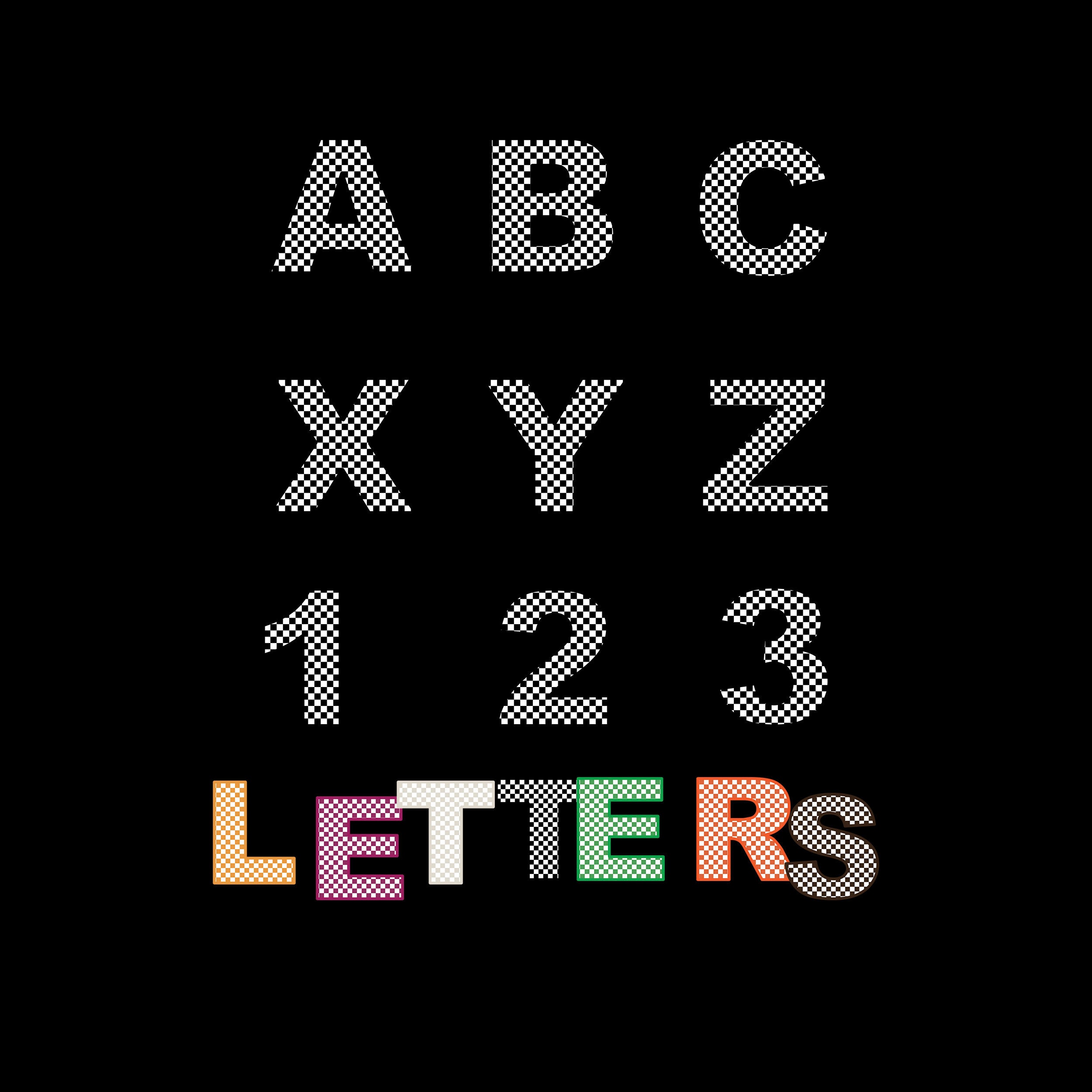 7 Sets Checkered Letters Clipart,sport Letters Png,checkered Font Png ...