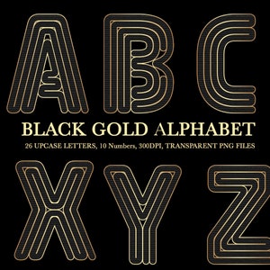 Black Gold Chrome Letters, Black Gold Alphabet, PNG, Clipart, Gold ...
