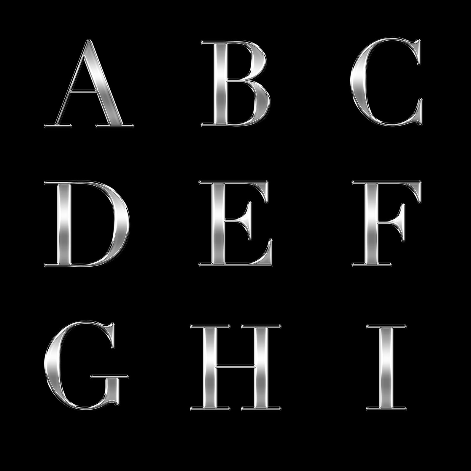 Glassy Silver Chrome Alphabet PNG Clip Art | Silver Chrome Letters ...