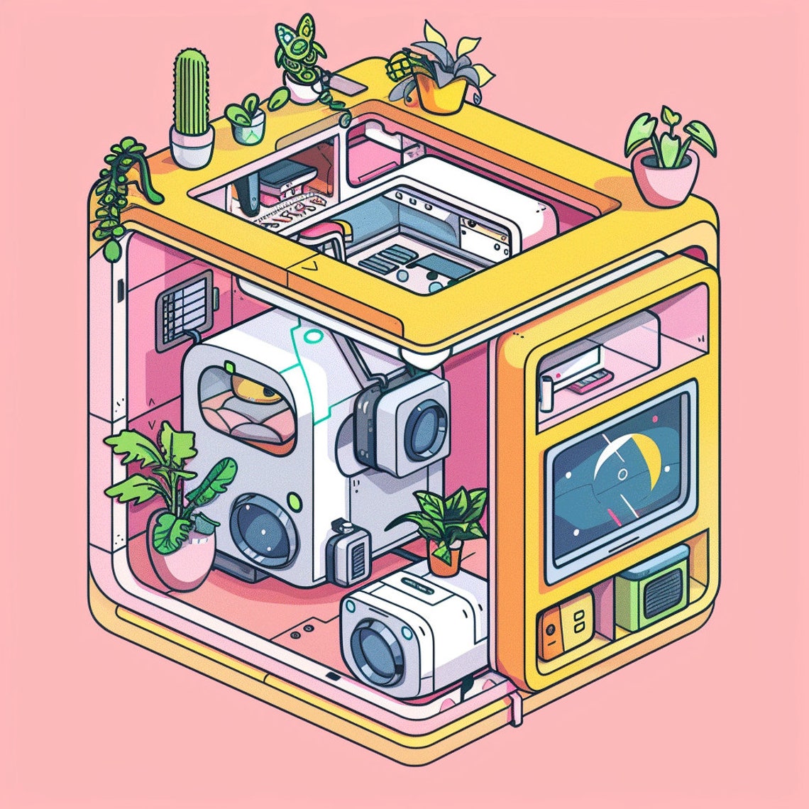50-page Cute Futuristic Interior Spaces Coloring Book – Volume 1 - Etsy ...