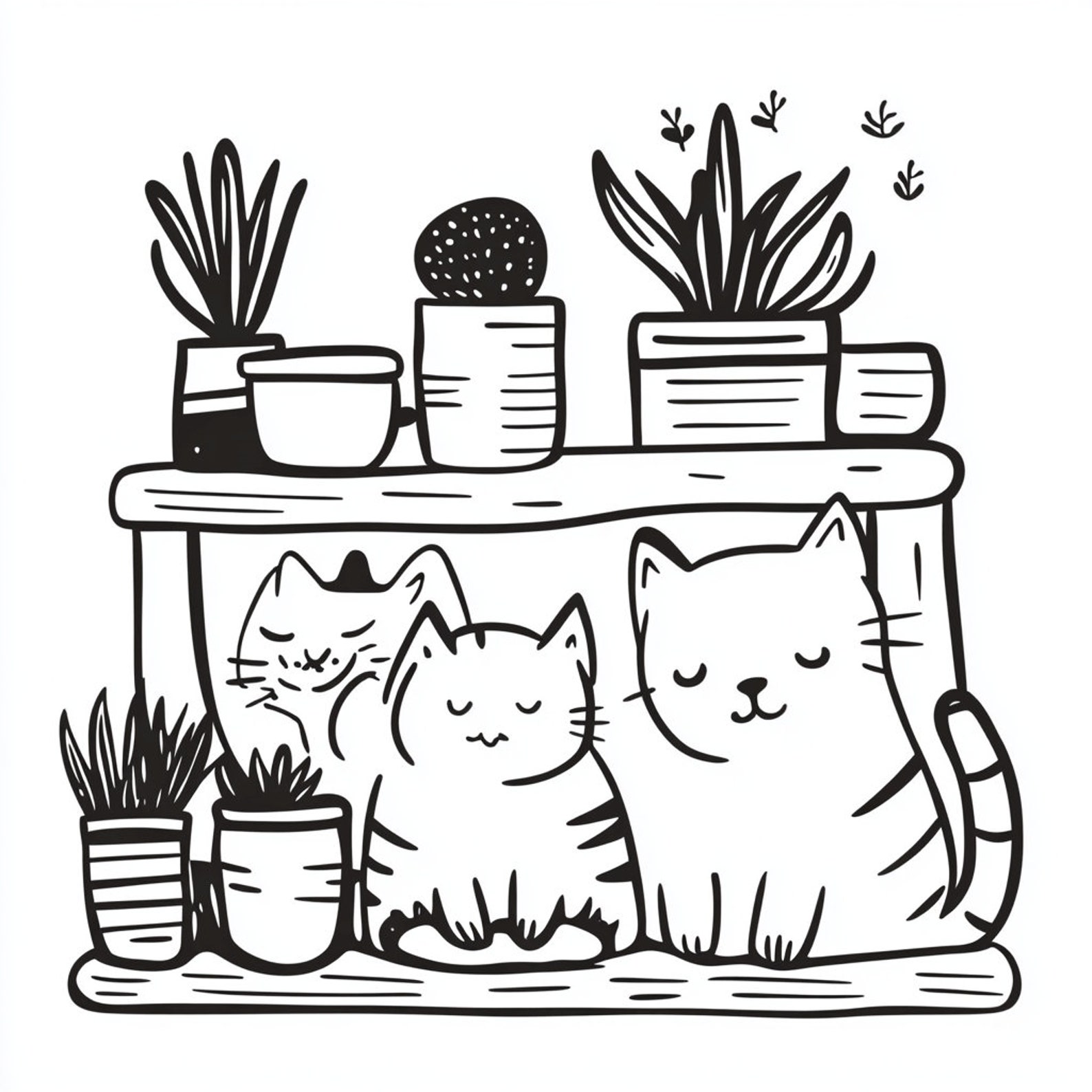 100 Page Cute Kawaii Hygge Cats Coloring Book Childrens Adult Volume 1 ...