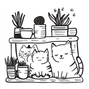 100 Page Cute Kawaii Hygge Cats Coloring Book Childrens Adult Volume 1 ...