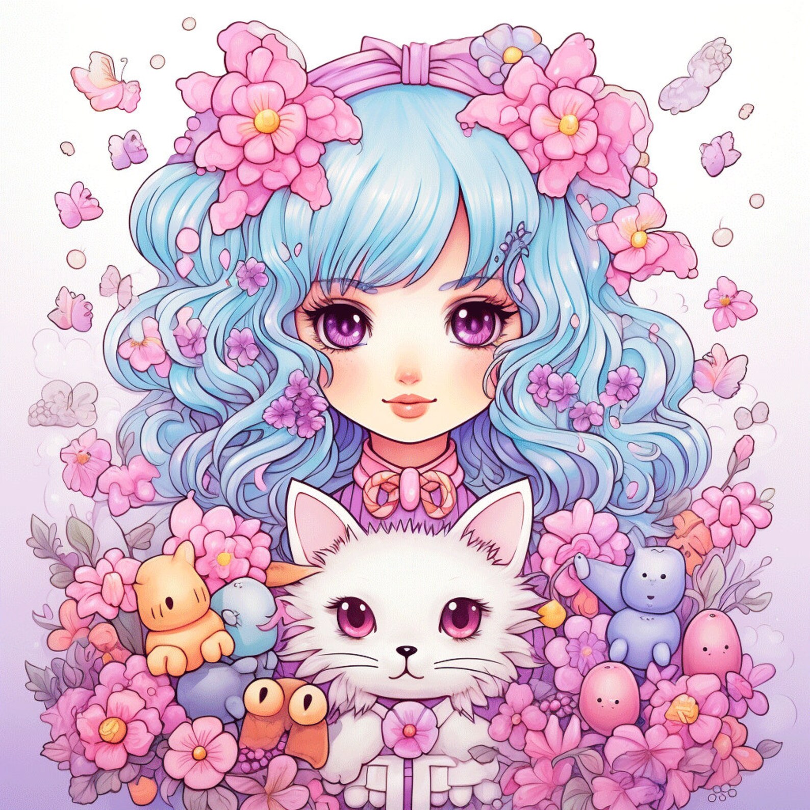 Fairy Kei Style Animal Coloring Book, Adult, Children, Any Age ...