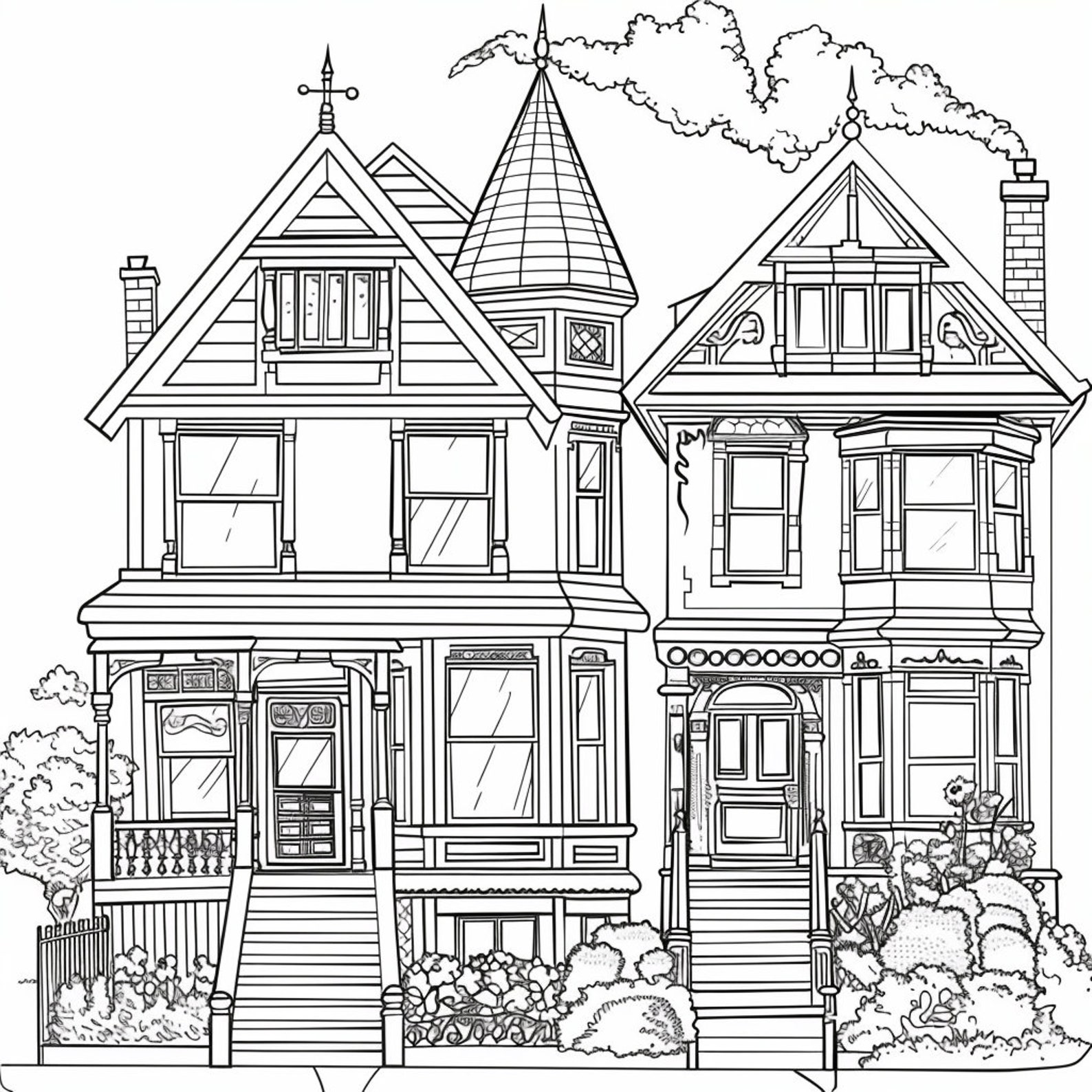 100 Page Intricate Houses Coloring Book Childrens Adult Volume 1 8.5 ...