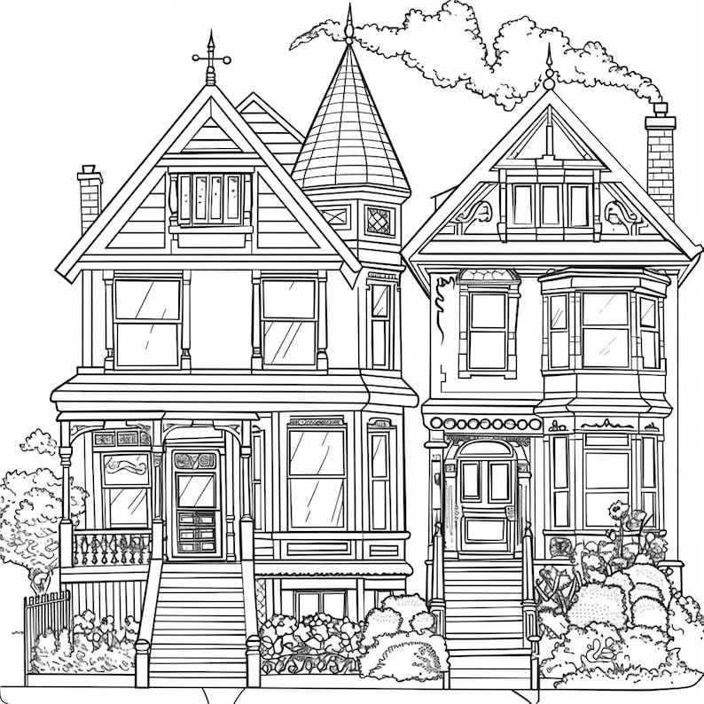100 Page Intricate Houses Coloring Book Childrens Adult Volume 1 8.5 ...