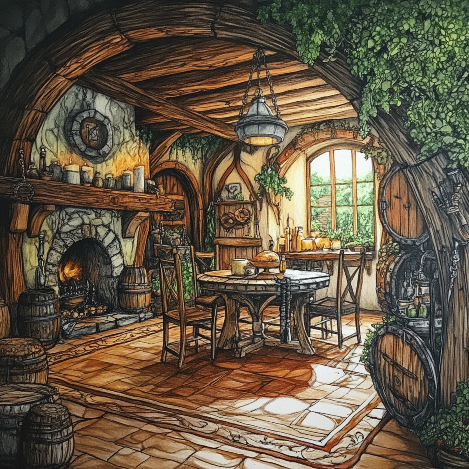 50 Page Interiors of the Shire Coloring Book Childrens Adult Volume 1 8 ...