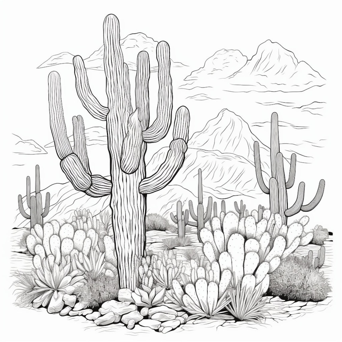 50 Page Floral Cactus & Succulent Coloring Book, Printable PDF ...