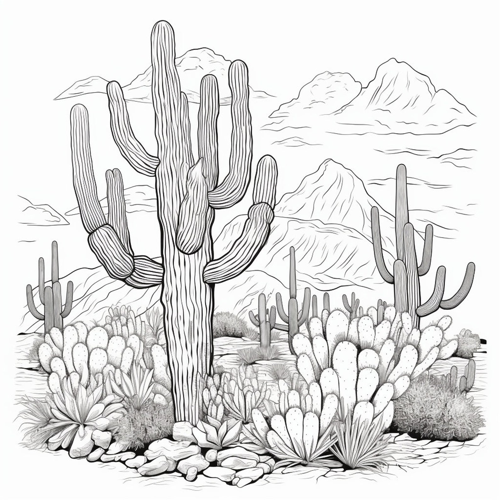 50 Page Floral Cactus & Succulent Coloring Book, Printable PDF ...
