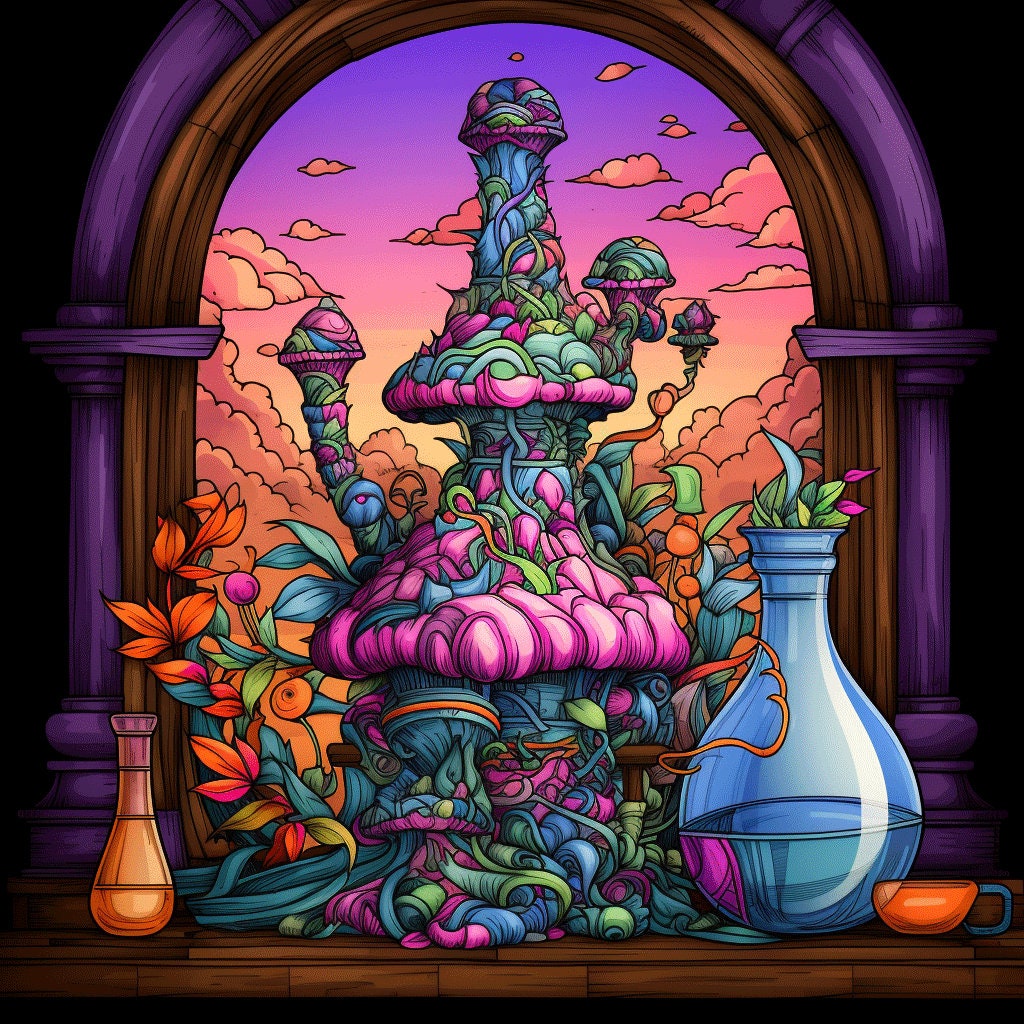 Mythical Bongs and Shrooms Adult Coloring Book Volume 2 8.5x11 PDF - Etsy